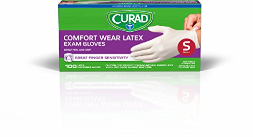 Curad Comfort Wear Latex, Vinyl Exam Gloves, Small (Pack of 300)