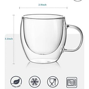 Sweese Espresso Cups, Double Wall Insulated Glass Coffee Mugs, 5 Ounce, Set of 2, Perfect for Espresso Shot, Tea and Juice