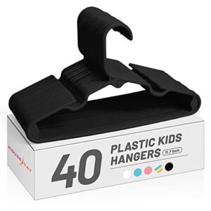 house day kids hangers 40 pack, premium baby hangers for closet, slim plastic hangers cute infant hangers, durable kids clothes hanger toddler hangers, childrens hangers baby hangers for nursery black