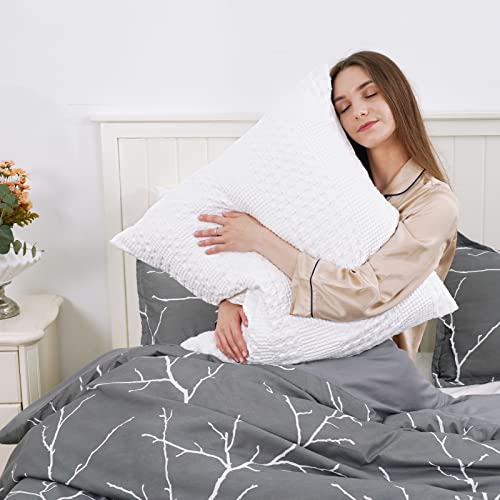 PHF 100% Cotton Waffle Weave Euro Sham Covers, 2 Pack 26" x 26" Pillow Covers for Elegant Home Decorative, No Insert, Decorative Euro Throw Pillow Covers for Bed Couch Sofa, White