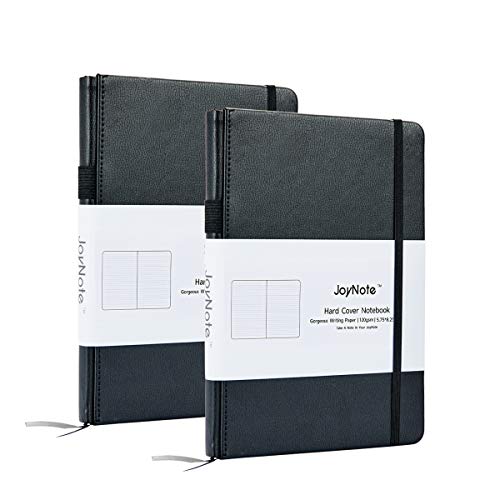 JoyNote A5 Ruled Notebooks with Pen Holder, 2 Pack Thick Classic Hardcover Writing Notebook and Journal, 96 Sheets/192 Pages, 5.75 x 8.25 inches