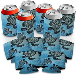 WIRESTER Can Cooler Sleeves for Soda Beer Can Drinks, 6 Pack - Ocean Sea Turtle