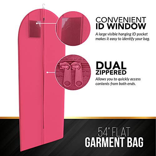 Fuchsia Dress and Gown Garment Travel Bags 5 Pack - 54" x 24" - Hanging Window