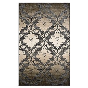 superior's designer non-slip geneva area rug; digitally printed, low maintenance, affordable and fashionable, washable, living room, bedroom, farmhouse, kitchen, navy-cream - 8' x 10'