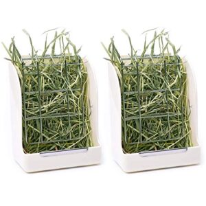 calpalmy 2-pack hay feeder for rabbits, guinea pigs, and chinchillas - minimize waste and mess with 5 1/2" x 3 1/2" x 7 3/8" hanging alfalfa and timothy hay dispenser