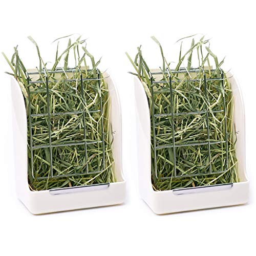 CalPalmy 2-Pack Hay Feeder for Rabbits, Guinea Pigs, and Chinchillas - Minimize Waste and Mess with 5 1/2" x 3 1/2" x 7 3/8" Hanging Alfalfa and Timothy Hay Dispenser