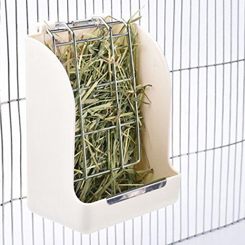 CalPalmy 2-Pack Hay Feeder for Rabbits, Guinea Pigs, and Chinchillas - Minimize Waste and Mess with 5 1/2" x 3 1/2" x 7 3/8" Hanging Alfalfa and Timothy Hay Dispenser