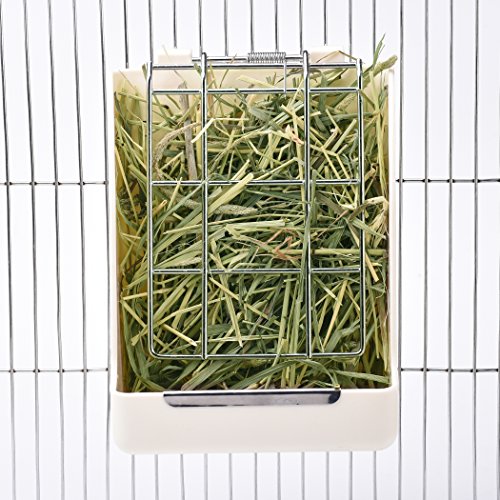 CalPalmy 2-Pack Hay Feeder for Rabbits, Guinea Pigs, and Chinchillas - Minimize Waste and Mess with 5 1/2" x 3 1/2" x 7 3/8" Hanging Alfalfa and Timothy Hay Dispenser