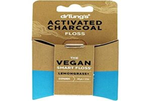 drtung's vegan activated charcoal floss, natural lemongrass flavor dental floss 1 pack