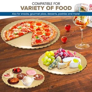 [30 Pack] 8 10 12 Inches Round Tierd Cake Boards Combo - Cardboard Disposable Layered Cake Pizza Circle Scalloped Gold Stackable Tart Decorating Base Stand