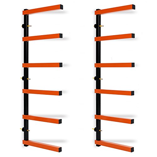 Six-Level 600 lb Capacity Lumber Storage Rack Wall-Mounted both Indoor and Outdoor Use Wood Organizer Rack