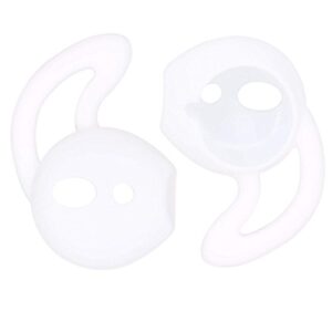 4 Pair Ear Tips Silicone Cover Compatible with AirPods, 2X Super Thin Eartips [Fit in Case] & 2X Anti-Drop Sports Ear Hook Gel [Protective & Great Noise-Isolation], White Black