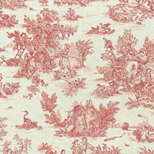 Mini Toile de Jouy Fabric (La Vie Rustique) - Antique Red on a Soft, Linen-Look Base Cloth | 100% Cotton Designer Print | 61 inches Wide | Per Yard Length Increment*