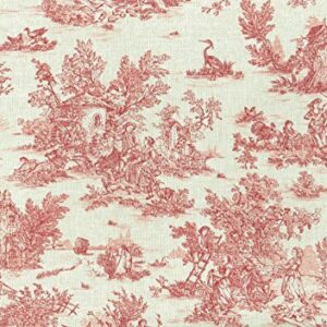 Mini Toile de Jouy Fabric (La Vie Rustique) - Antique Red on a Soft, Linen-Look Base Cloth | 100% Cotton Designer Print | 61 inches Wide | Per Yard Length Increment*