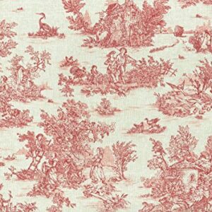 Mini Toile de Jouy Fabric (La Vie Rustique) - Antique Red on a Soft, Linen-Look Base Cloth | 100% Cotton Designer Print | 61 inches Wide | Per Yard Length Increment*