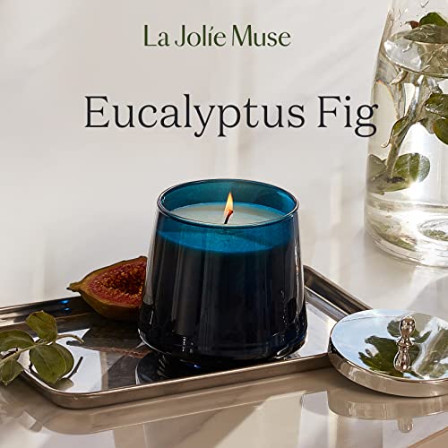 LA JOLIE MUSE Eucalyptus Candles, Candles for Home Scented, Aromatherapy Candles for Stress Relief, Natural Soy Wax Candles, Luxury Glass Jar Candles, 75 Hours Long Burning Candles, 12.3oz