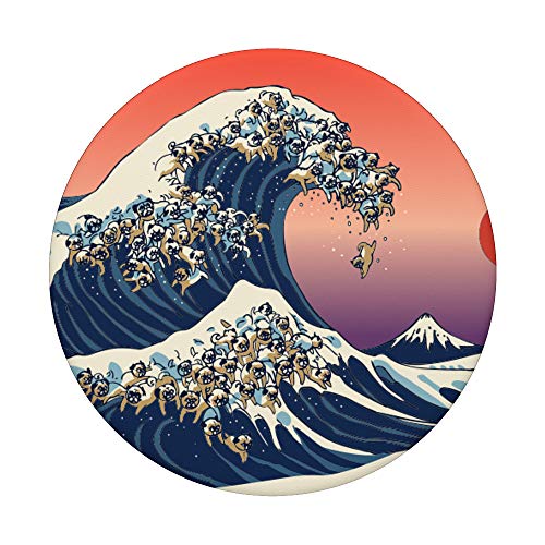 The great wave of pugs Japanese Art PopSockets by Huebucket PopSockets PopGrip: Swappable Grip for Phones & Tablets