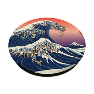 The great wave of pugs Japanese Art PopSockets by Huebucket PopSockets PopGrip: Swappable Grip for Phones & Tablets