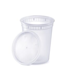 Pantry Value 32 oz. Plastic Deli Food Storage Containers with Airtight Lids [24 Sets]