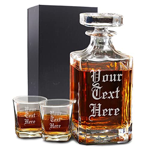 Personalized Glass Whiskey Decanter - Engraved With Your Custom Text