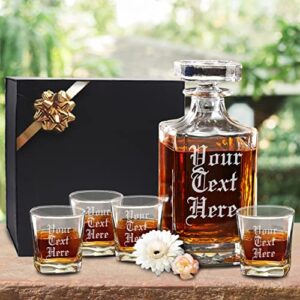 Personalized Glass Whiskey Decanter - Engraved With Your Custom Text