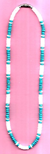 18" CLAM SHELL NECKLACE- FOR TEEN AGES COLOR TURQUOISE.& WHITE