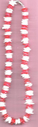 18" ROSE CLAM SHELL NECKLACE- FOR TEEN AGES COLOR RED AND WHITE