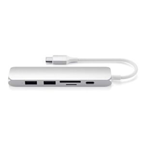 Satechi USB C Hub Slim Multiport Adapter V2 with 60W USB C PD, 4K HDMI (60Hz), Micro/SD Card Readers, USB 3.0 - for M2/ M1 MacBook Pro/Air, M2/ M1 iPad Pro/Air, M2 Mac Mini, iMac M1 (Silver)