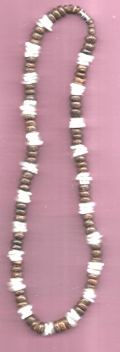 18" CLAM SHELL AND COCO BEAD NECKLACE- FOR TEEN AGES COLOR WHITE AND BROWN