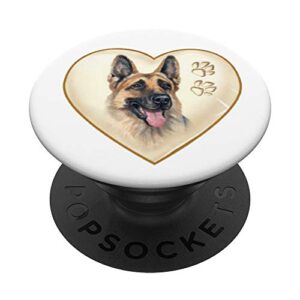 dog, pet, german shepherd, puppy, heart, paws, pop-socket popsockets popgrip: swappable grip for phones & tablets