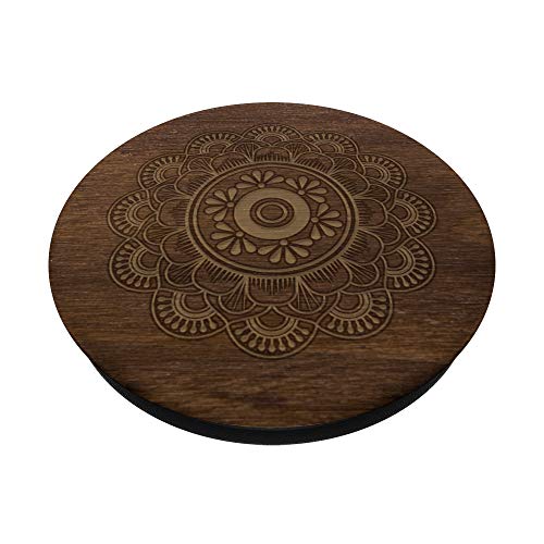 Buddhist Lotus Flower Wood Carving PopSockets PopGrip: Swappable Grip for Phones & Tablets