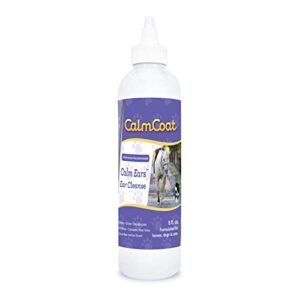 calm coat ear cleanse for horses dogs & cats - veterinarian formulated drops with aloe vera - help itchy dirty ears - 8 oz