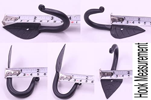 The Metal Magician Pack of 6 Coat Hooks Wall Mounted Leaf Style Single Robe Hanger Iron Blacksmith Key Holder Towel, Handbags, Hat Hanging Perfect for Bathroom, Kitchen, Living Room (Black)