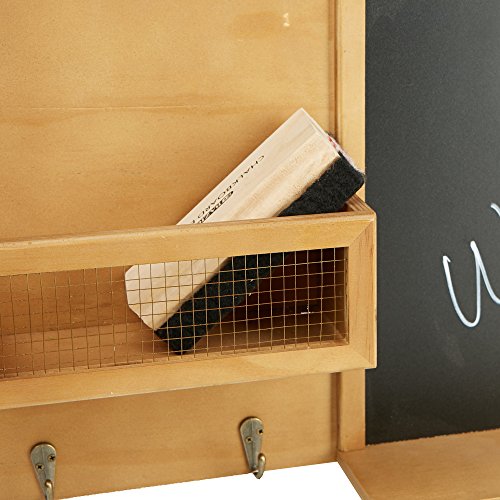 Mind Reader CHALKENT-BRN Wall Mount Chalk Board Entrance Organizer Rack, Coat Hooks, Key Hooks, Hat Hooks, Brown