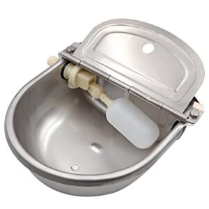 macgoal stainless steel automatic waterer bowl with float valve automatic dog water bowl water trough for dog livestock pig chicken goat waterer with drain plug