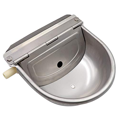 MACGOAL Stainless Steel Automatic Waterer Bowl with Float Valve Automatic Dog Water Bowl Water Trough for Dog Livestock Pig Chicken Goat Waterer with Drain Plug