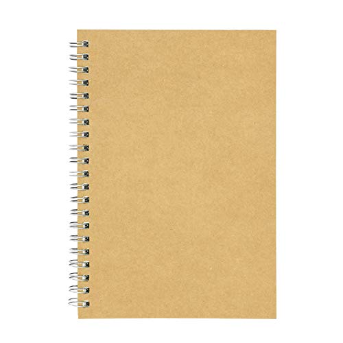 DSTELIN Soft Cover Spiral Notebook Journal, Coofficer Blank Sketch Book Pad, Wirebound Memo Notepads Diary Notebook Planner with Unlined Paper, 100 Pages/ 50 Sheets, 7.5 "x 5.1" (Brown)