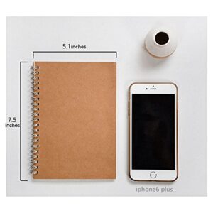 DSTELIN Soft Cover Spiral Notebook Journal, Coofficer Blank Sketch Book Pad, Wirebound Memo Notepads Diary Notebook Planner with Unlined Paper, 100 Pages/ 50 Sheets, 7.5 "x 5.1" (Brown)