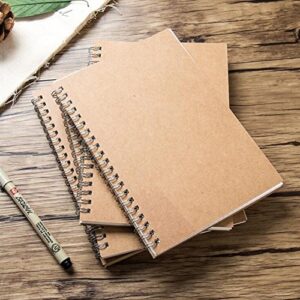 DSTELIN Soft Cover Spiral Notebook Journal, Coofficer Blank Sketch Book Pad, Wirebound Memo Notepads Diary Notebook Planner with Unlined Paper, 100 Pages/ 50 Sheets, 7.5 "x 5.1" (Brown)