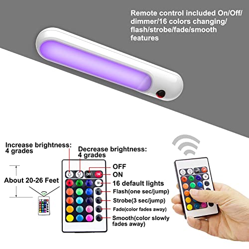 BIGLIGHT Wireless Battery Operated LED Table Top Night Light, Touch Light, Push Light, Remote Controlled, 16 Color Changing, Portable Stick on Tap Light for Closet Cabinet Counter Classroom