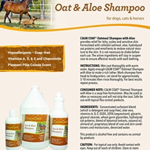 Calm Coat Oatmeal & Aloe Dog Cat & Horse Shampoo - Hypoallergenic & pH Balanced Formula - Mild & Gentle for Itchy Scaling & Sensitive Skin - 16 oz