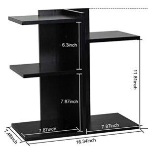 PAG Wood Desktop Shelf Small Bookshelf Desk Supplies Organizers and Accessories Storage Display Rack Office Decor for Women, Black