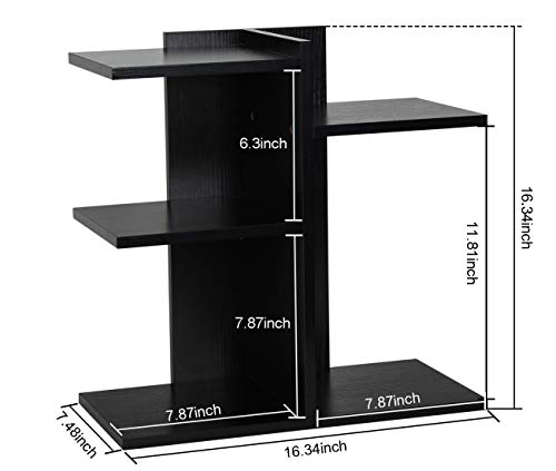 PAG Wood Desktop Shelf Small Bookshelf Desk Supplies Organizers and Accessories Storage Display Rack Office Decor for Women, Black