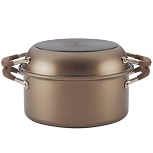 anolon 83868 advanced hard anodized nonstick stockpot / dutch oven with frying / skillet pan - 5 quart and 11 inch, bronze brown