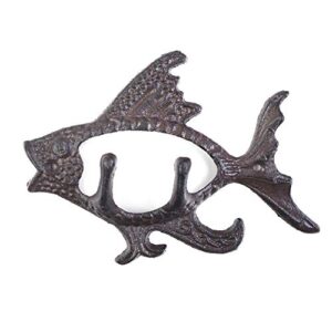 grace home cast iron fish design wall hanger vintage design hooks keys towels hook metal wall mounted heavy duty decorative gift idea (single fish hook)