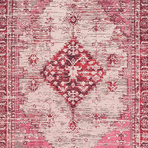 SAFAVIEH Classic Vintage Collection Runner Rug - 2'3" x 8', Fuchsia, Oriental Medallion Distressed Design, Non-Shedding & Easy Care, Ideal for High Traffic Areas in Living Room, Bedroom (CLV113R)