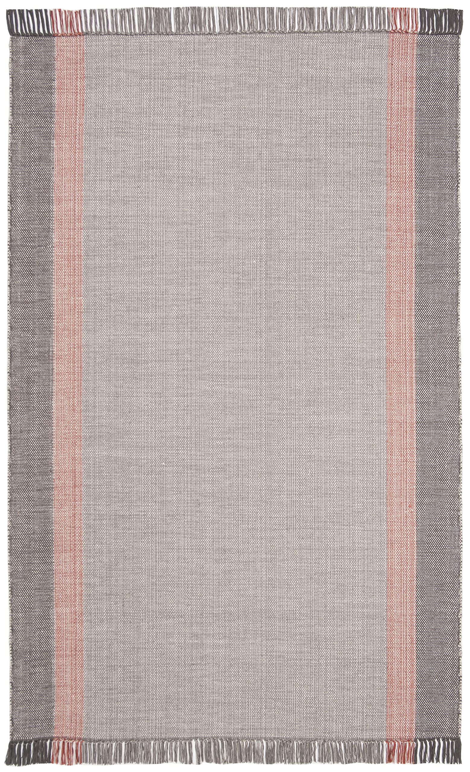 SAFAVIEH Montauk Collection Area Rug - 5' x 8', Terracotta & Grey, Handmade Flat Weave Boho Farmhouse Cotton Stripe Fringe, Ideal for High Traffic Areas in Living Room, Bedroom (MTK301P)