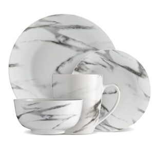 marble plates and bowls sets, modern dinnerware set, kitchen dinnerware sets, indoor and outdoor plates, 16-piece kitchen plates and bowls set with mugs, dishwasher safe - safdie & co