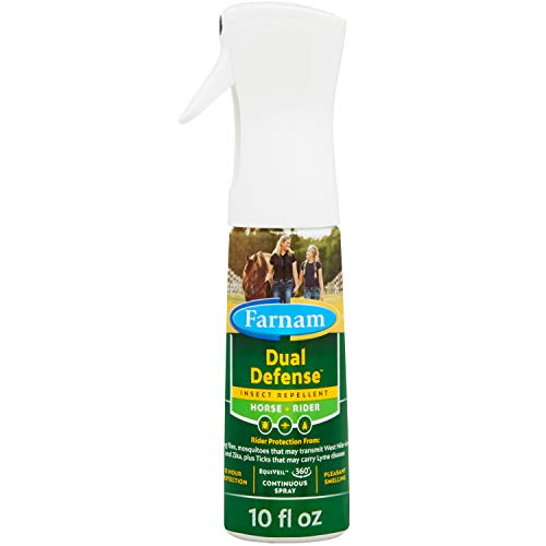 Farnam Dual Defense Insect Repellent for Horse and Rider, Fly Control, 12 Hour Long Lasting Protection, 10 Ounce Non-Aerosol Spray Bottle