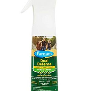 Farnam Dual Defense Insect Repellent for Horse and Rider, Fly Control, 12 Hour Long Lasting Protection, 10 Ounce Non-Aerosol Spray Bottle